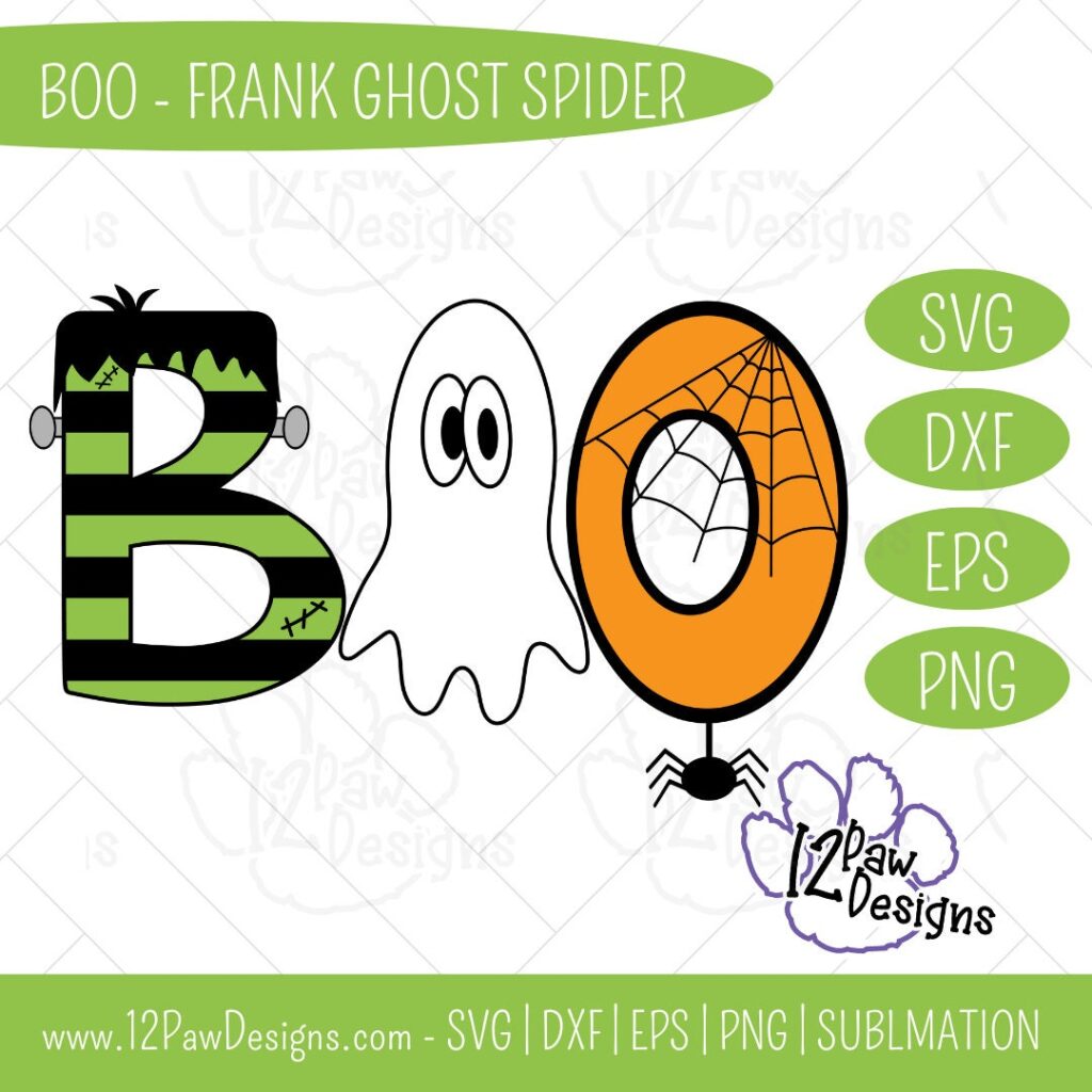 Hey Boo! Halloween time with Frank, Ghost and Spider - 12 Paw Designs